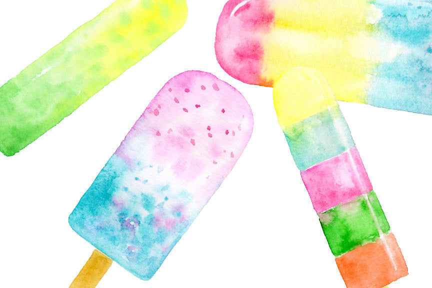 Watercolor popsicles and popsicle van printable instant download ...