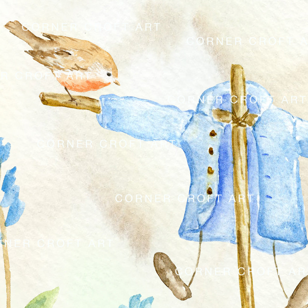 Digital Pattern Rabbit Scarecrow Inspired by The Tale of Peter Rabbit ...