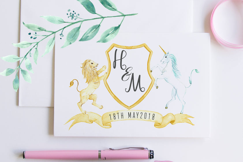 Watercolor royal crest clipart wedding crest template instant download ...