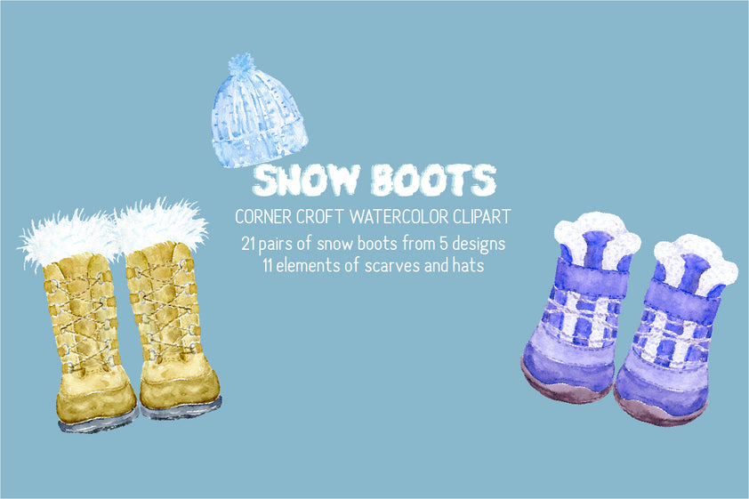 Snow Boots Clipart Watercolor Winter Boots Illustration Digital ...